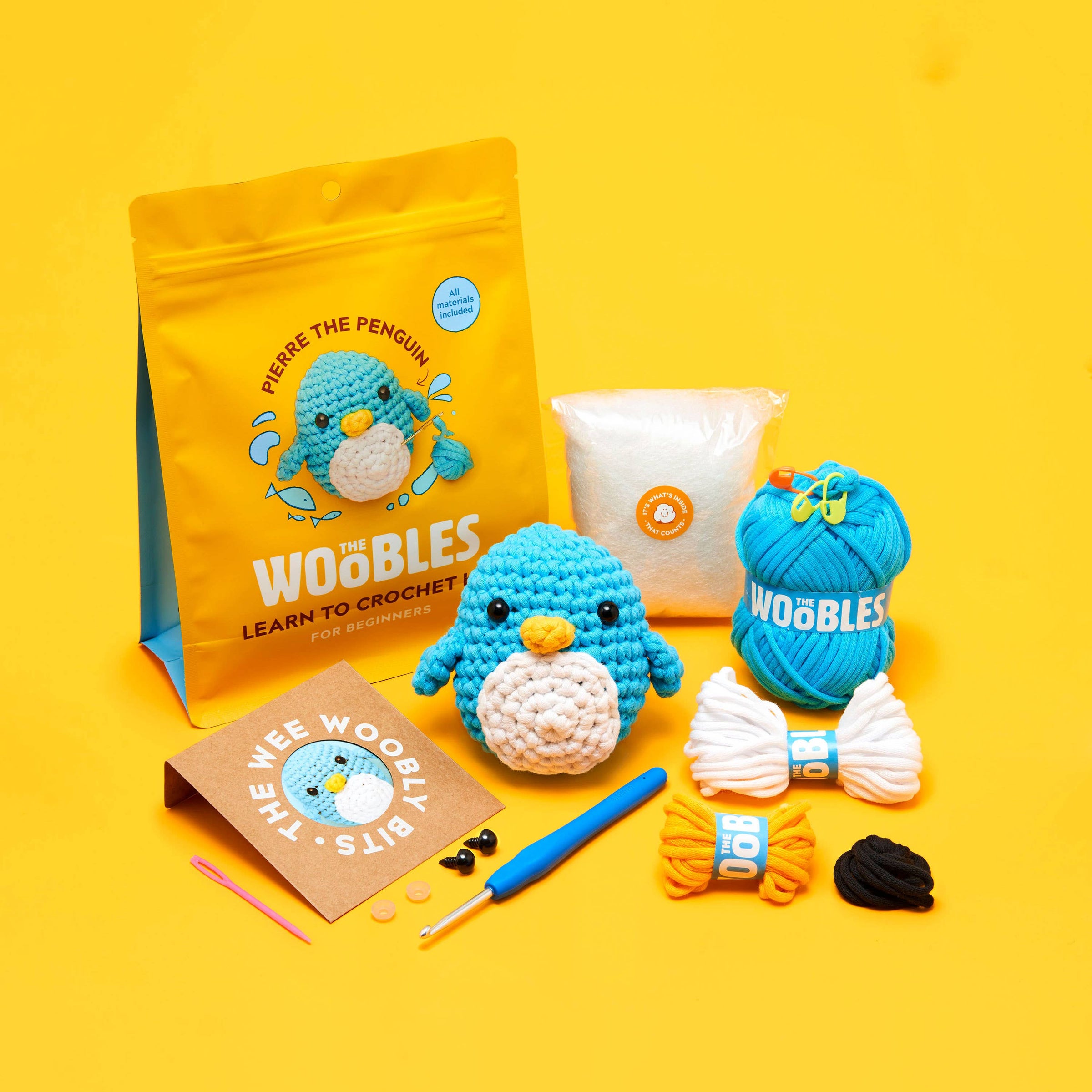 The Woobles - Pierre the Penguin Beginner Crochet Kit | Parcero Studio