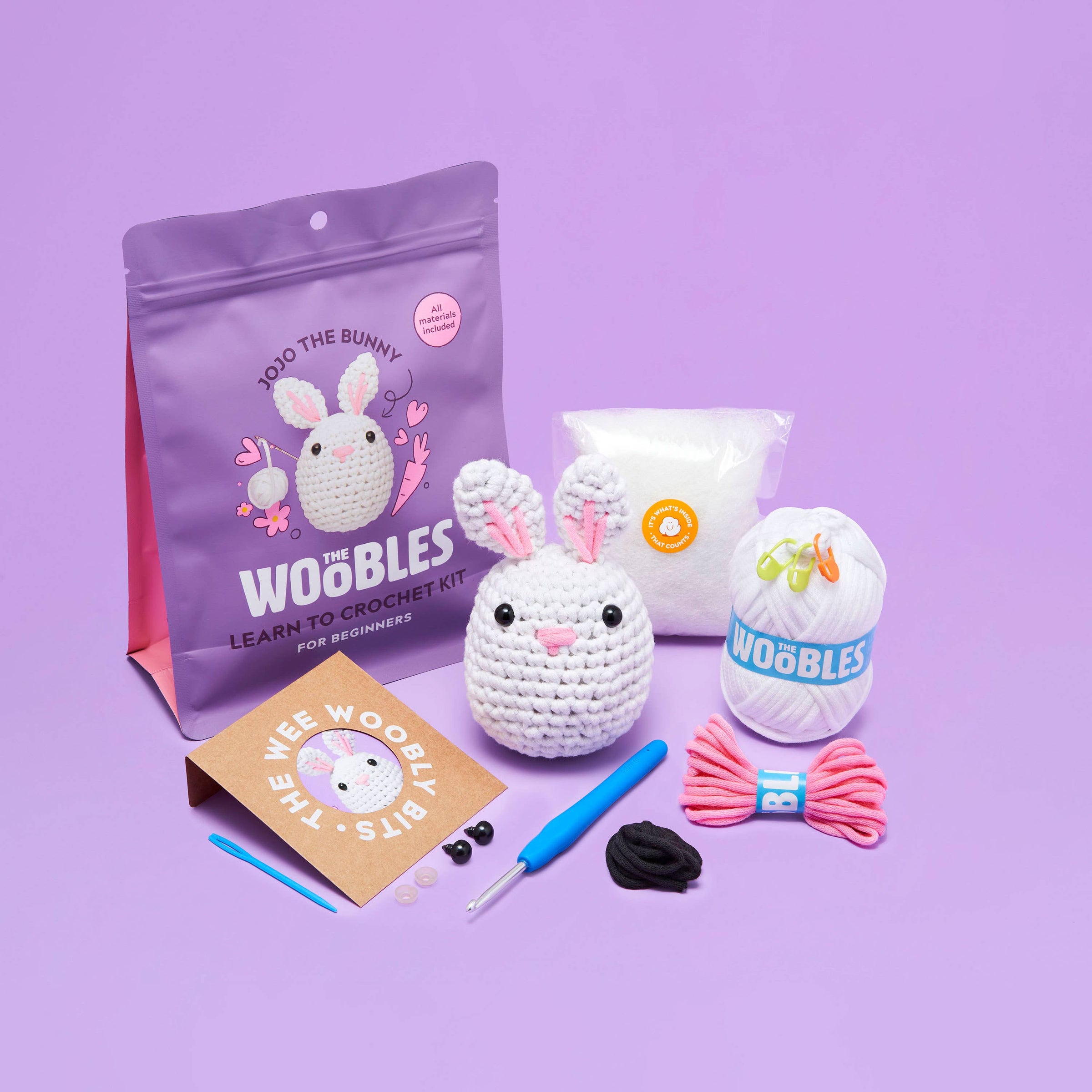 The Woobles Jojo the Bunny Beginner Crochet Kit | Parcero Studio